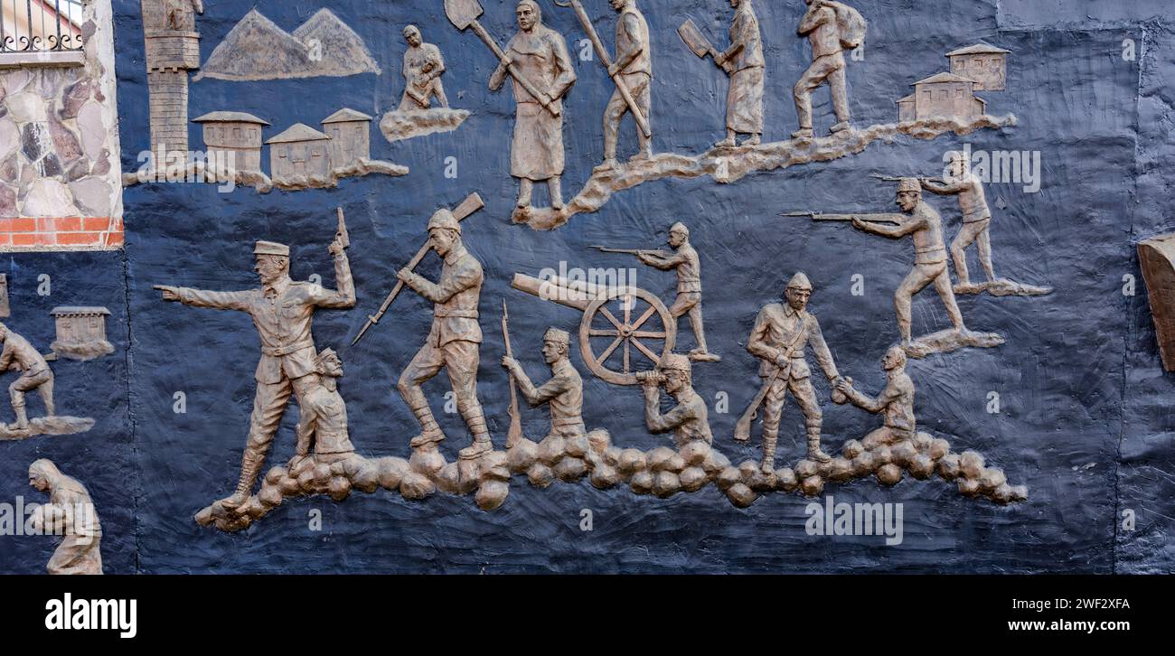 3D bas relief scene from WWI when Russia attacked Turkey Stock Photo ...