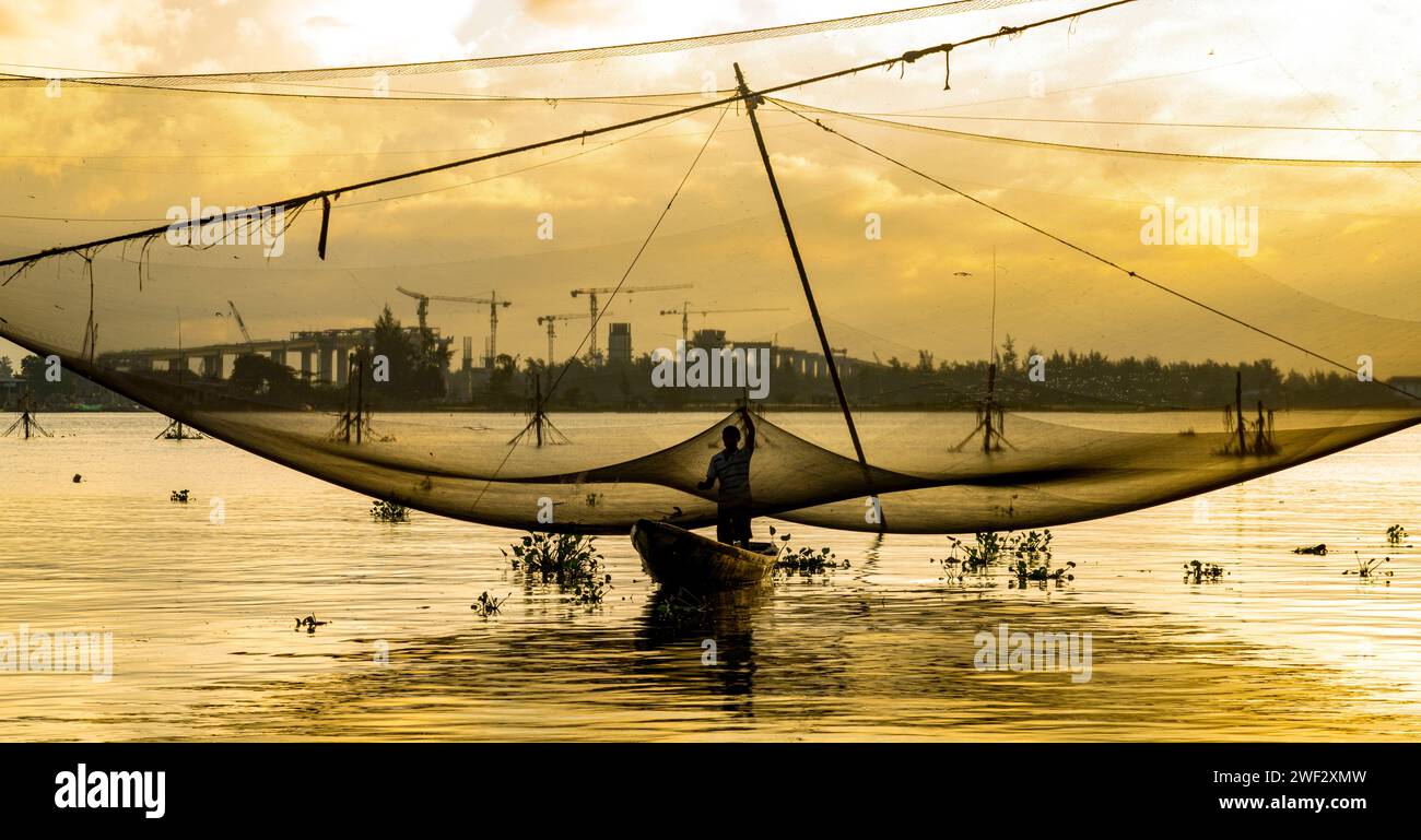 Fishing net boat standing sea transportation hi-res stock photography ...