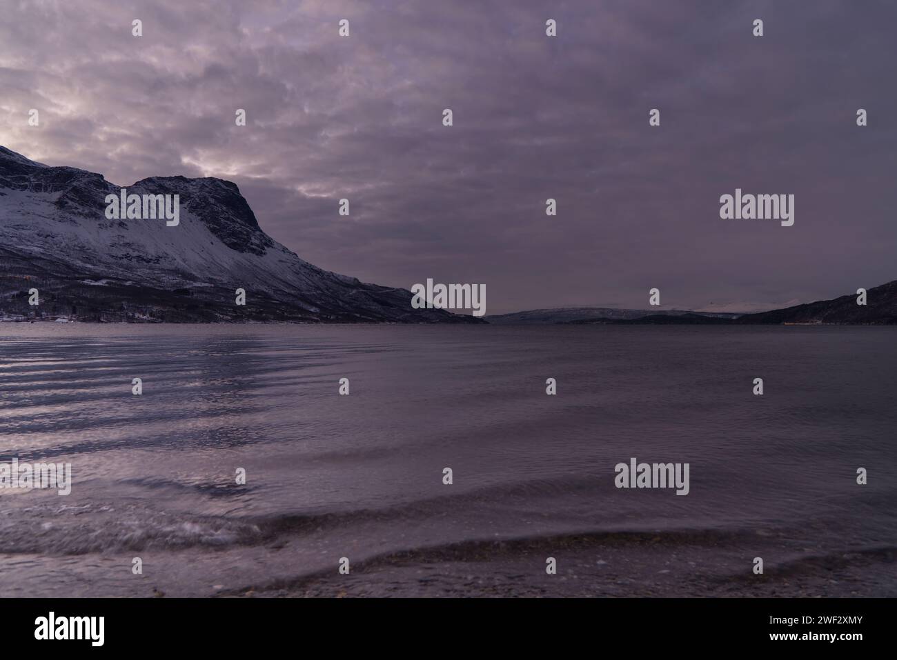 Fjord near Narvik during the polar night, Norway Stock Photo - Alamy