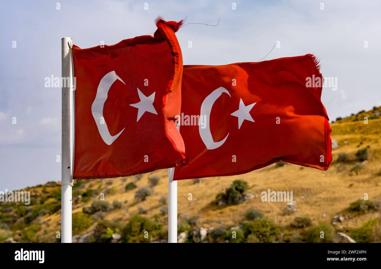 Turkish flags flhying i the wind Stock Photo - Alamy