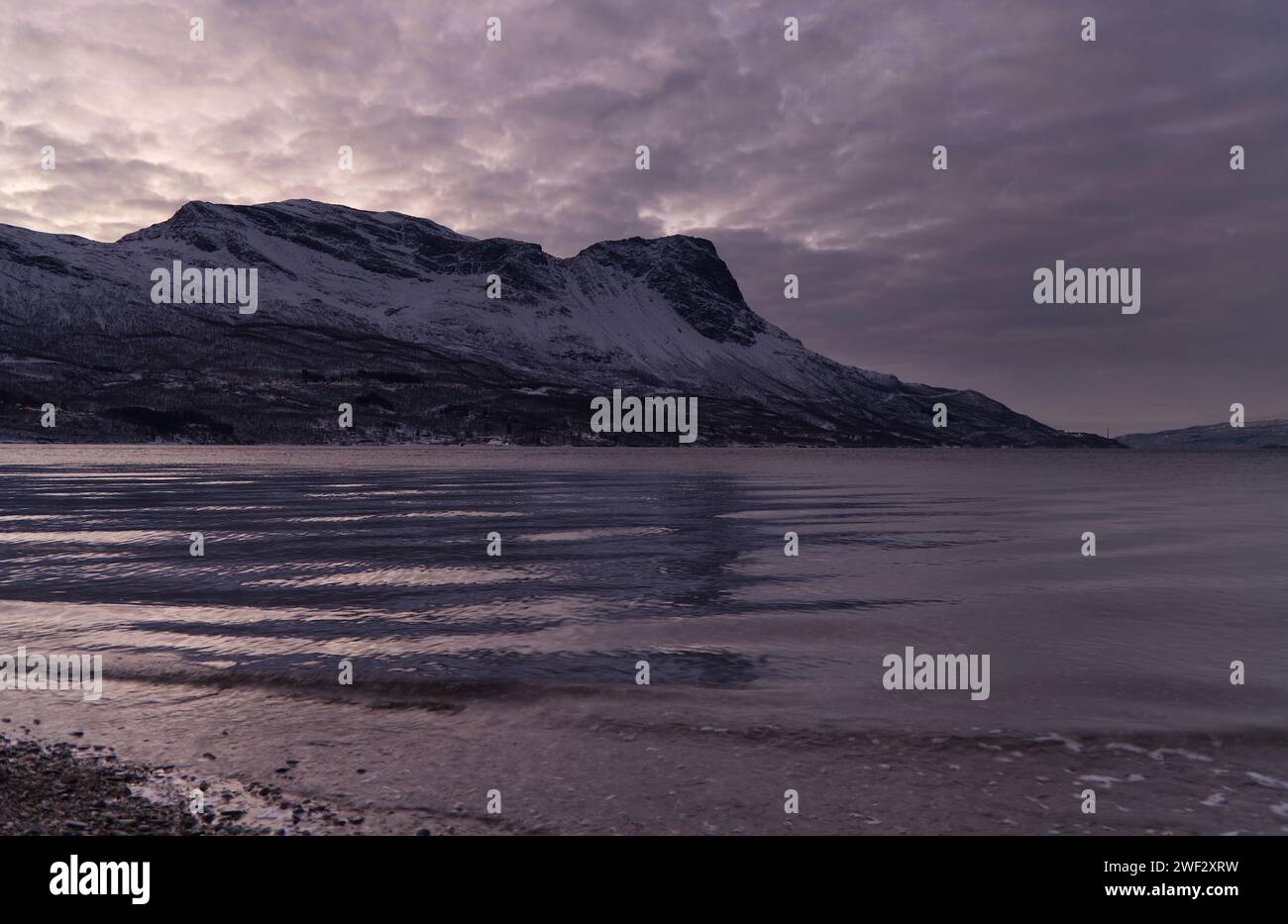 Fjord near Narvik during the polar night, Norway Stock Photo - Alamy