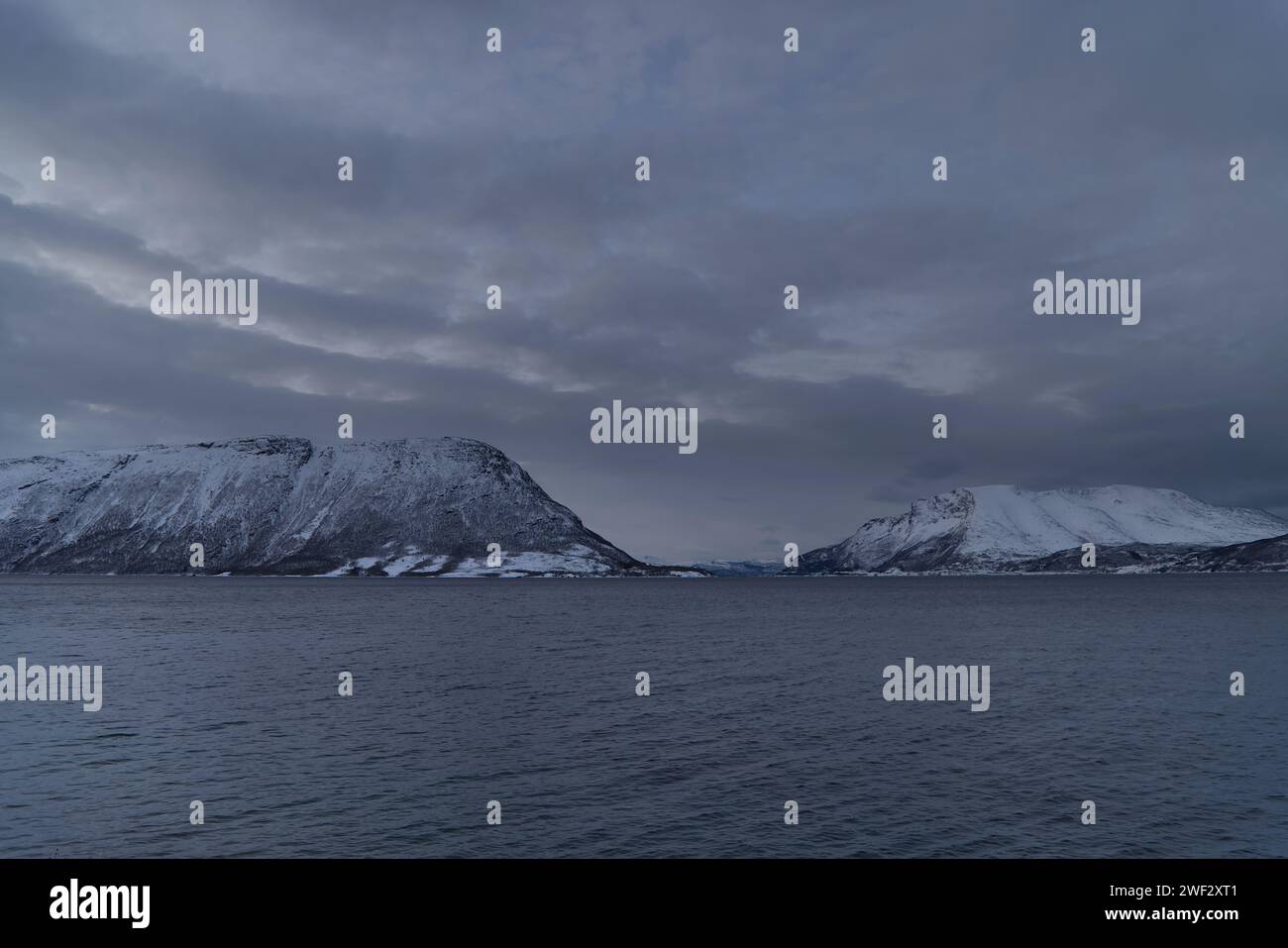 Fjord near Narvik during the polar night, Norway Stock Photo - Alamy