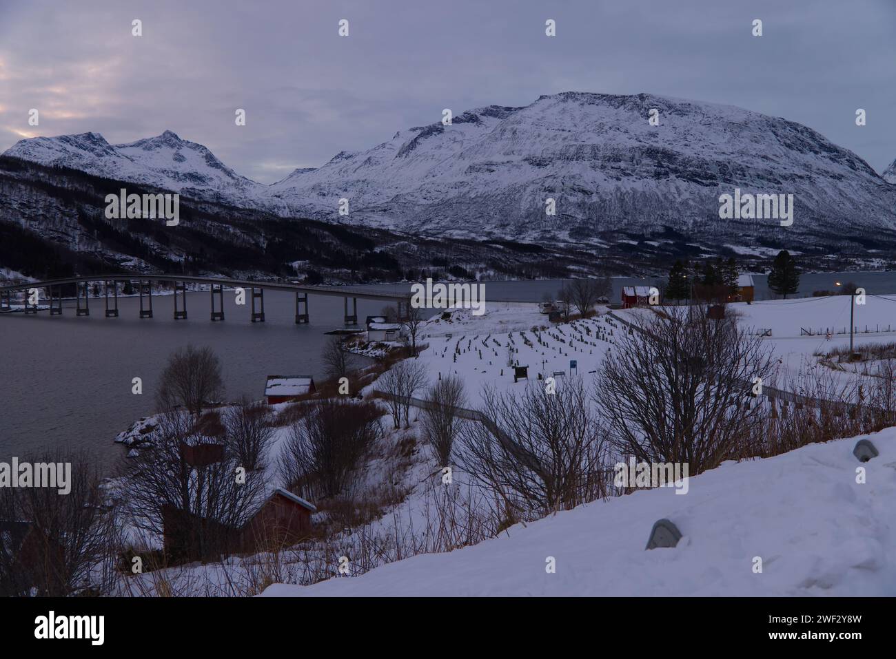 Fjord near Narvik during the polar night, Norway Stock Photo - Alamy