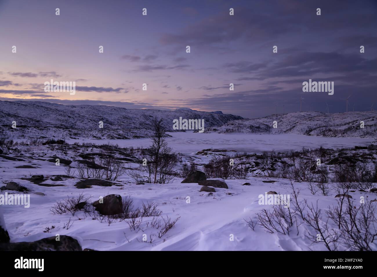 Polar night landscape in Lapland Stock Photo - Alamy