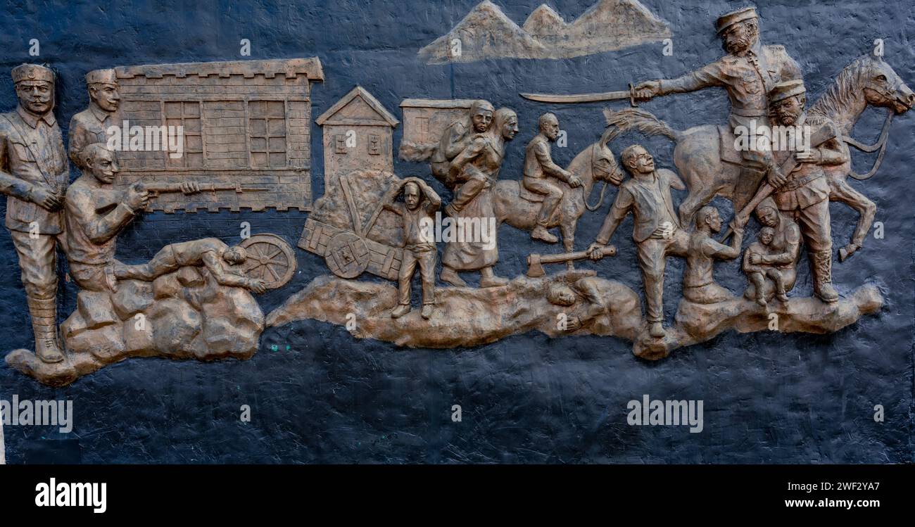 3D bas relief scene from WWI when Russia attacked Turkey Stock Photo ...