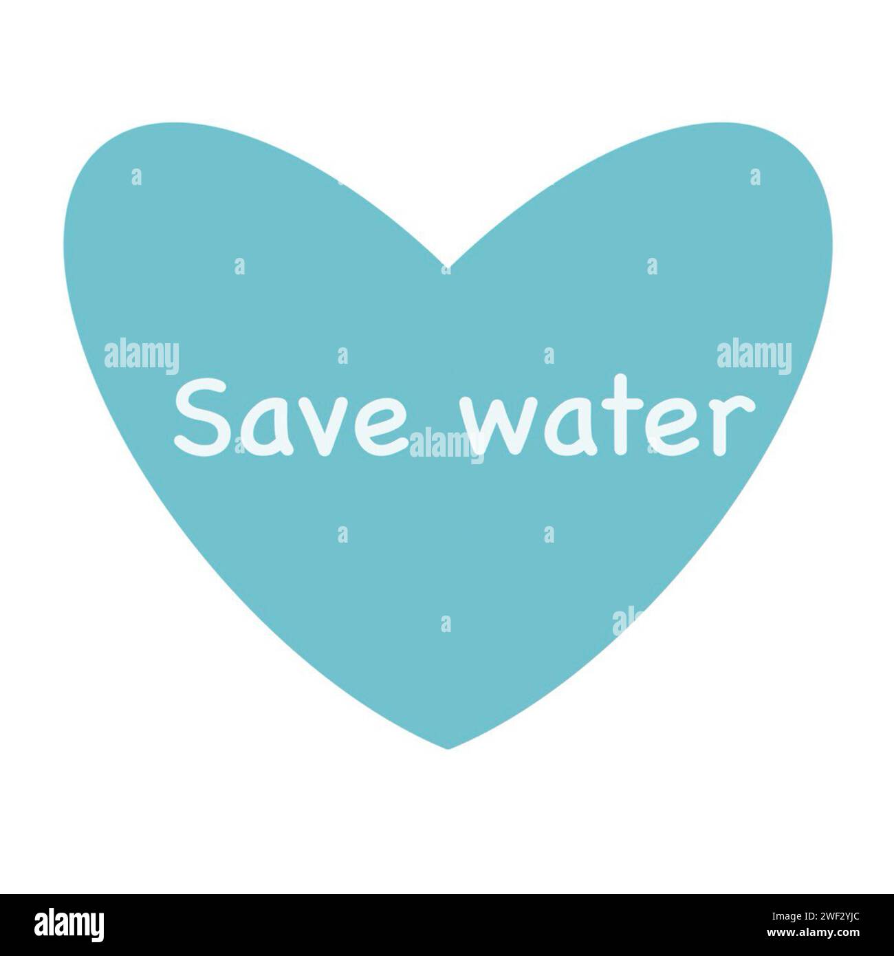 illustration of a blue heart with the inscription save water Stock ...