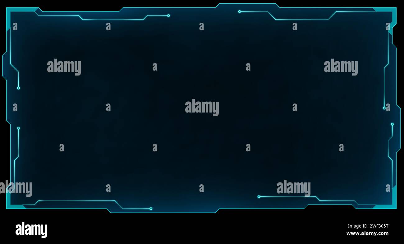 futuristic interface frame wide screen blue glow with circuit Stock ...