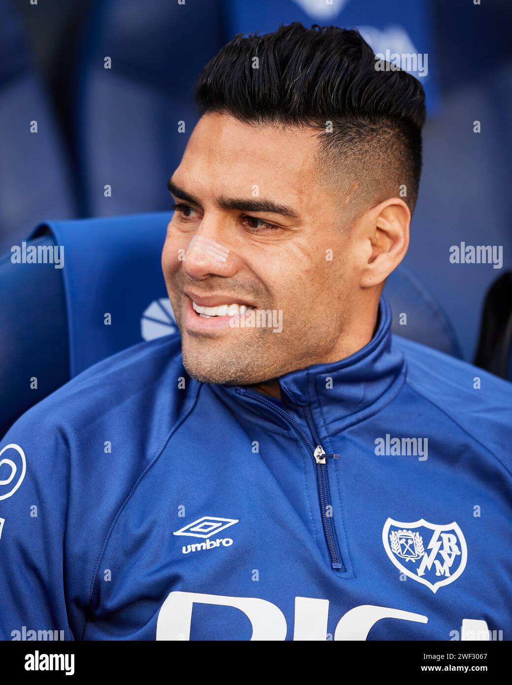Radamel Falcao of Rayo Vallecano de Madrid looks on during the LaLiga ...