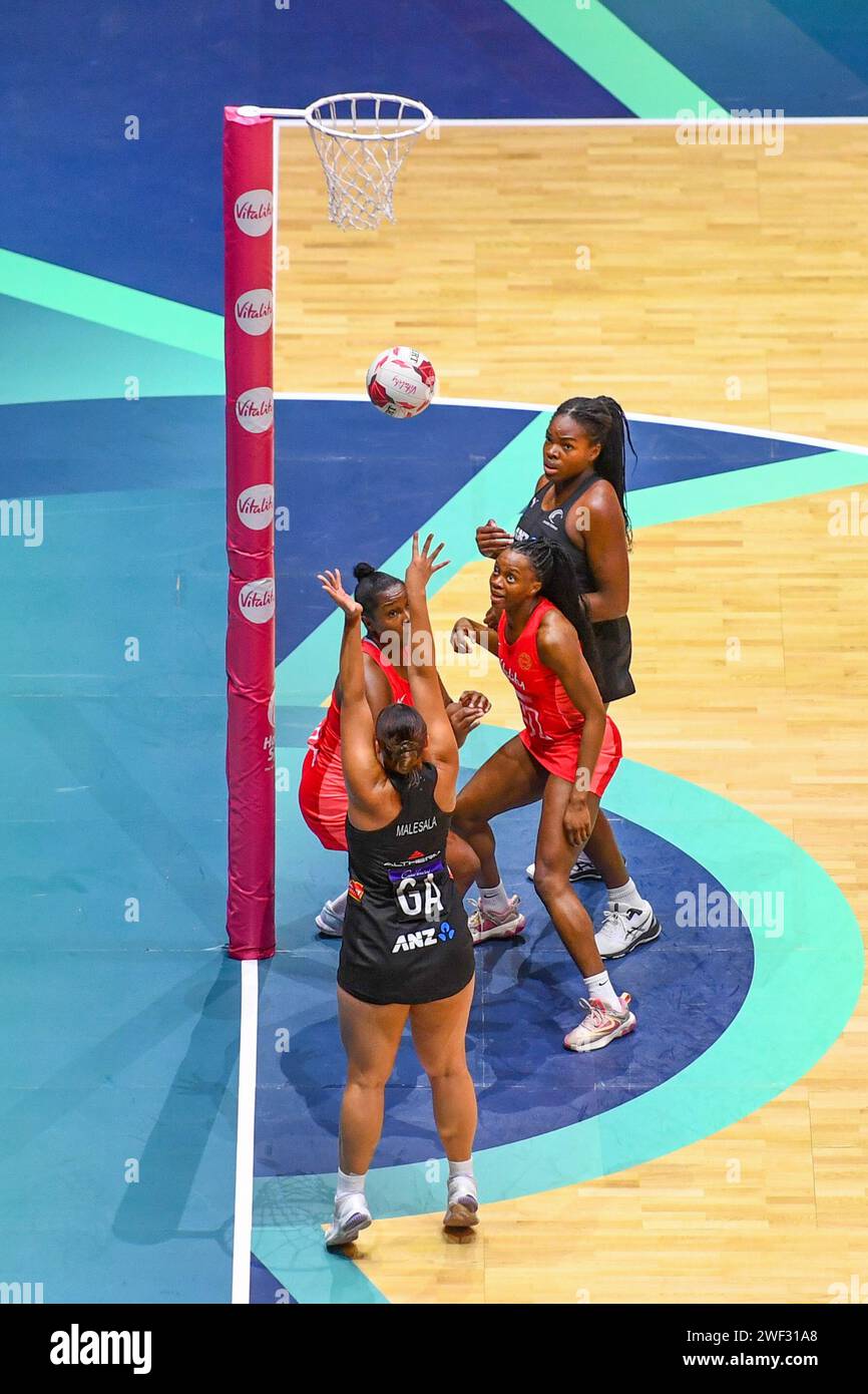 New Zealand's Amorangi Malesala shoots during England Roses v New ...