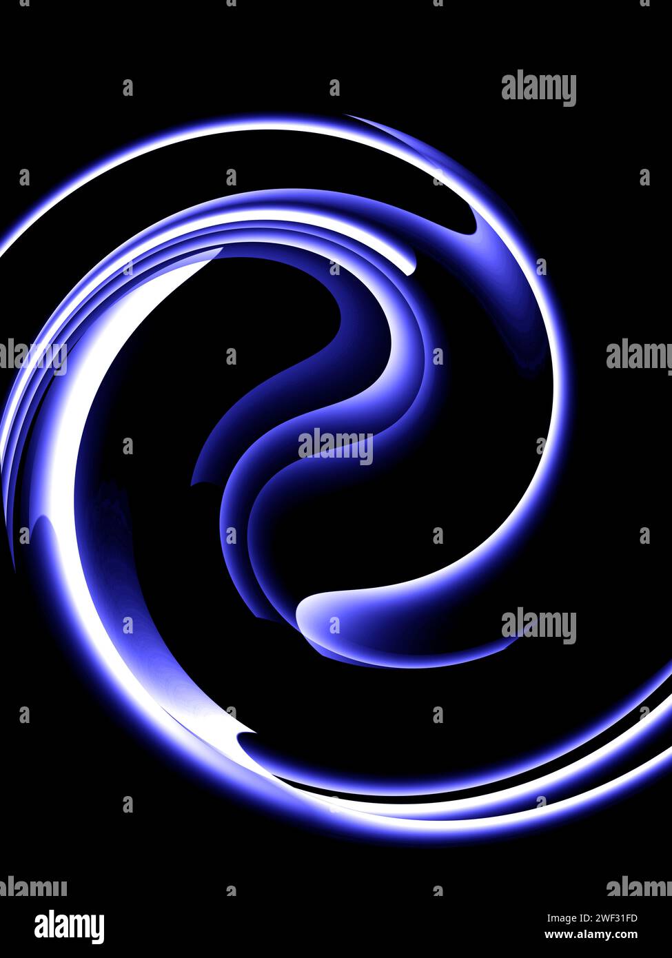 Blue swirl pattern on black background Stock Photo - Alamy