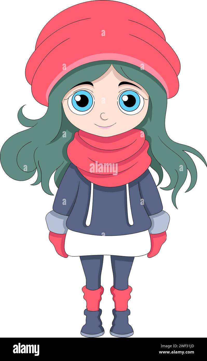 Cartoon woman wearing winter hi-res stock photography and images - Alamy