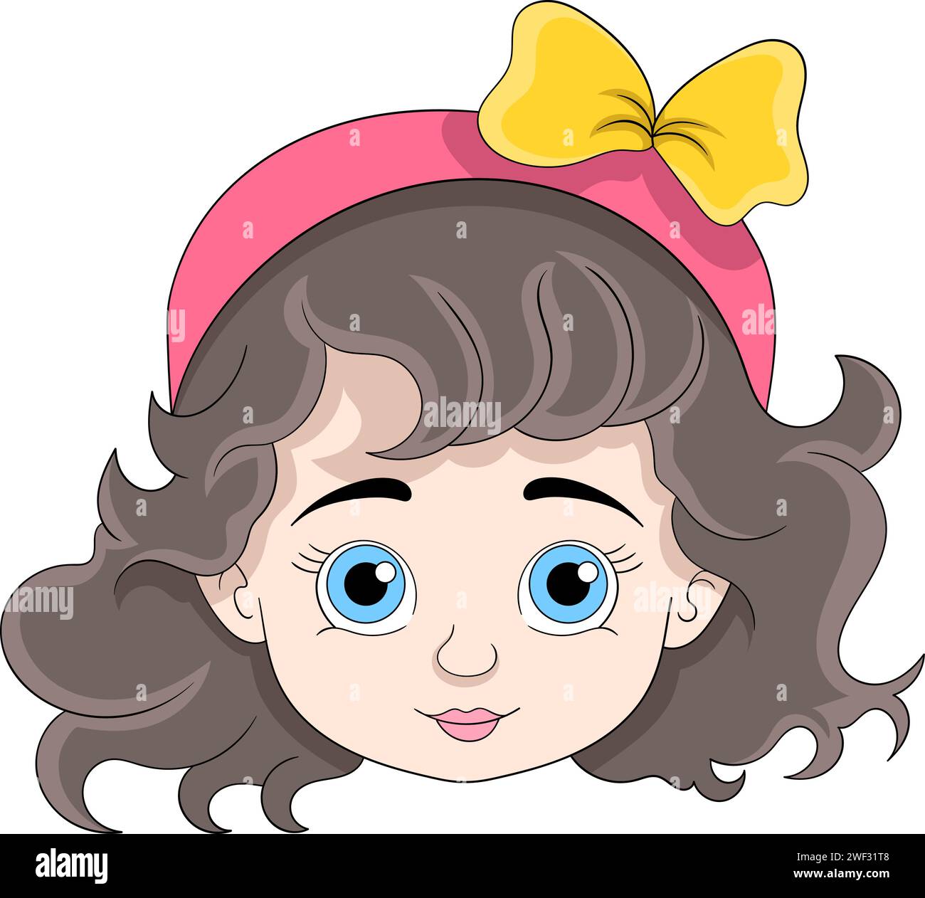 head of a beautiful girl with curly hair wearing a bandana, creative ...