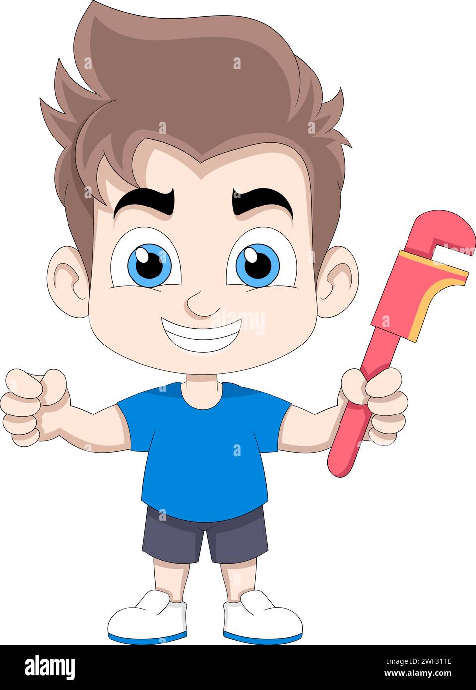 boy was standing with a wrench wanting to fix everything that was ...