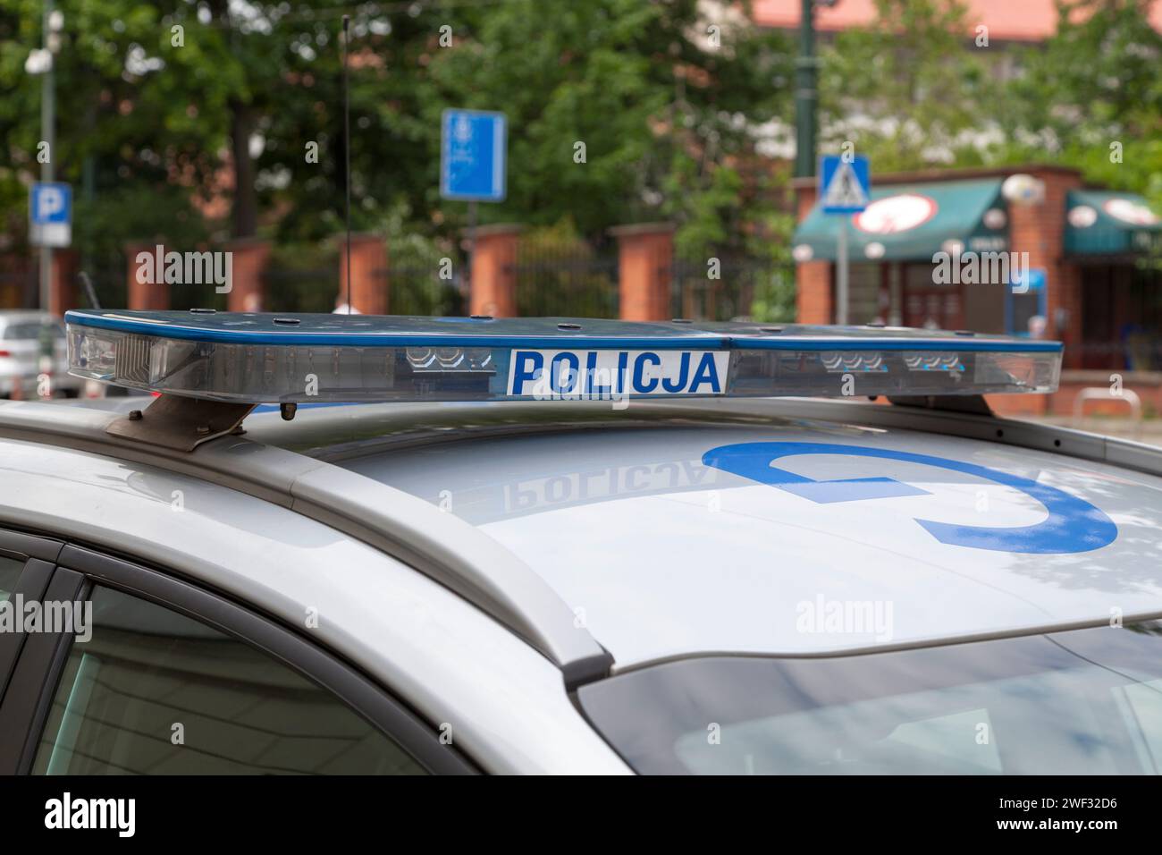 Close-up on the siren of Polish police car Stock Photo - Alamy
