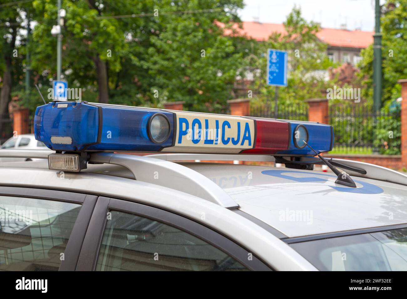 Close-up on the siren of Polish police car Stock Photo - Alamy