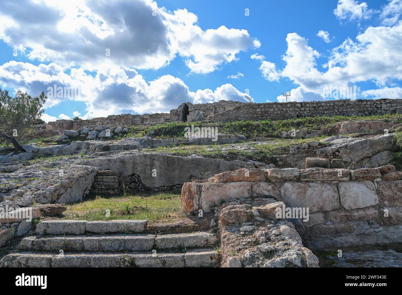 ruins of an old castle on a mountain in Cyprus open air museum 3 Stock ...