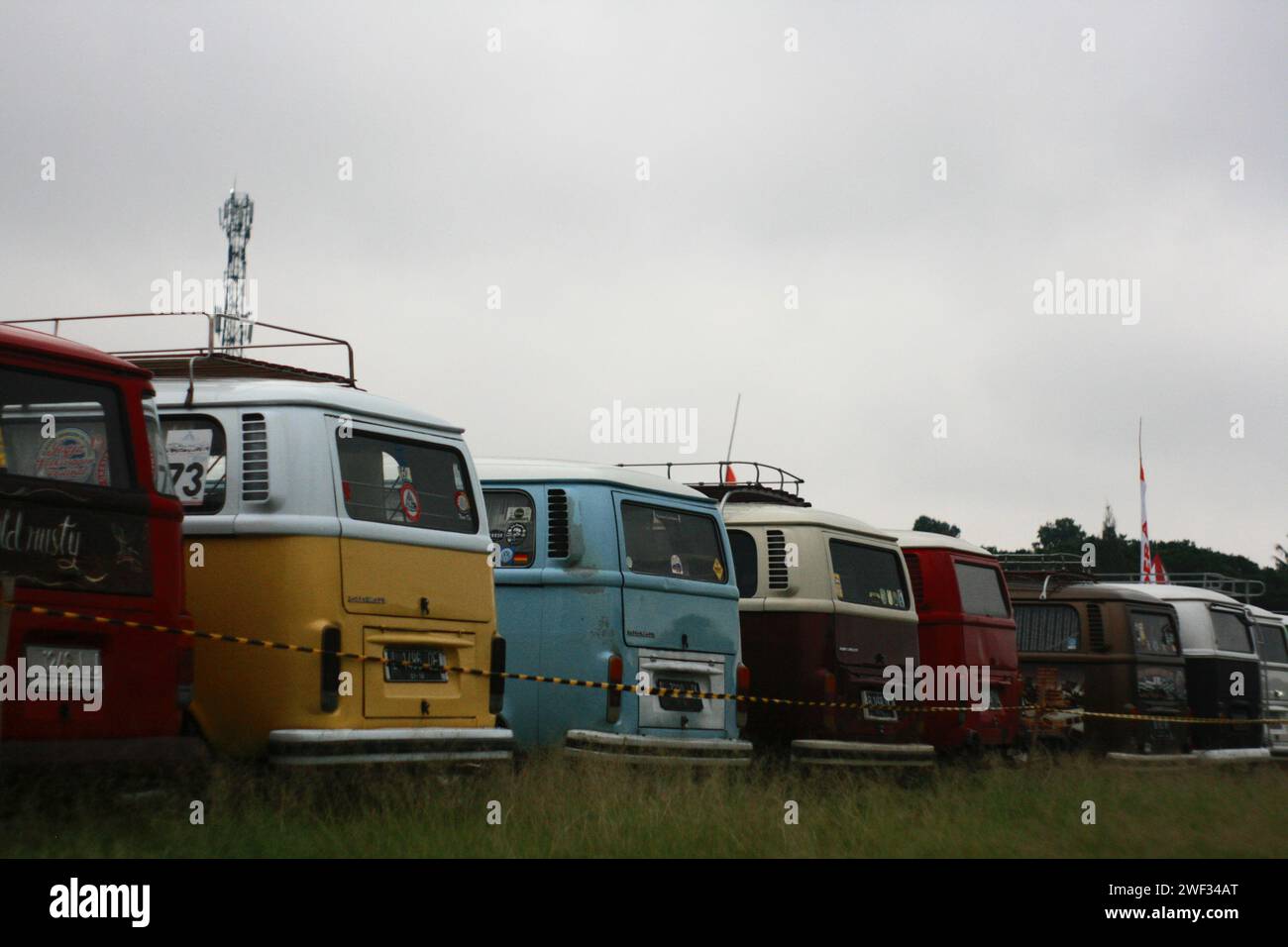 Volkswagen kombi or bus parked in annual VW Indonesia Jambore gathering ...