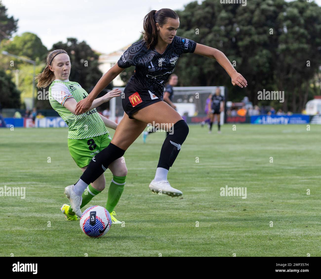 Porirua, Wellington, New Zealand. 28th Jan, 2024. Canberra defender ...
