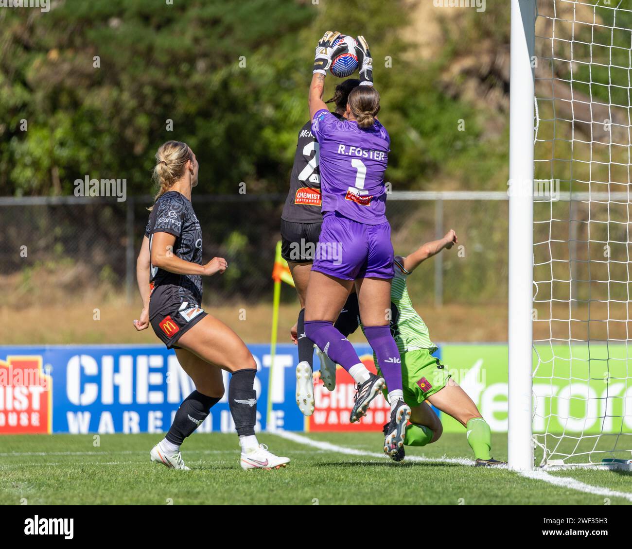 Porirua, Wellington, New Zealand. 28th Jan, 2024. Wellington goalkeeper ...