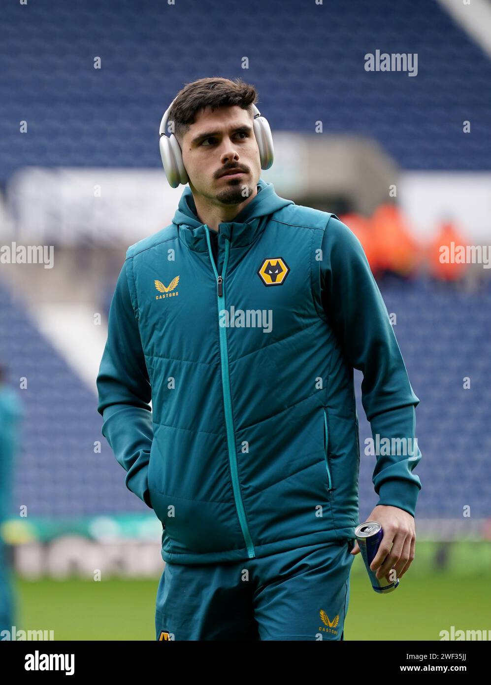 Wolverhampton Wanderers' Pedro Neto on the pitch before the Emirates FA ...