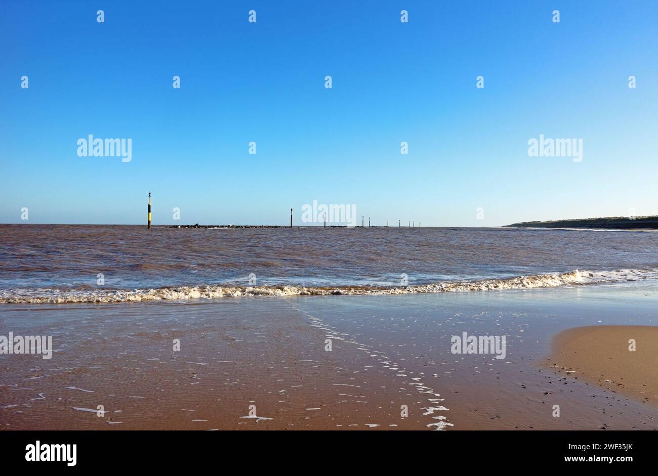A view along an inshore line of artificial reefs running south-east ...