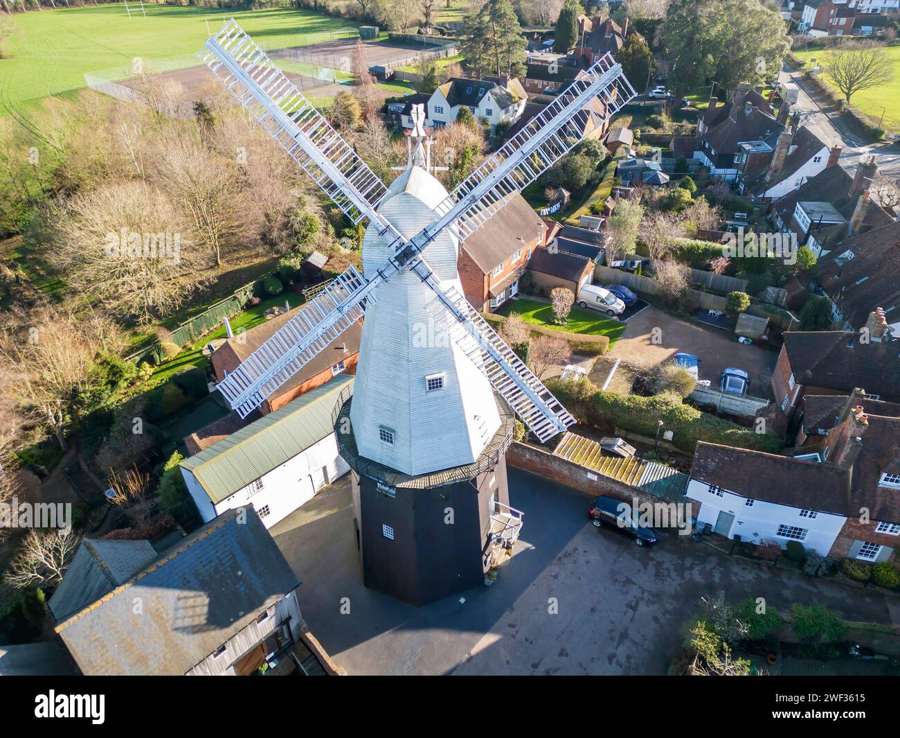 aerial view of the union smock mill is the tallest working smock mill ...