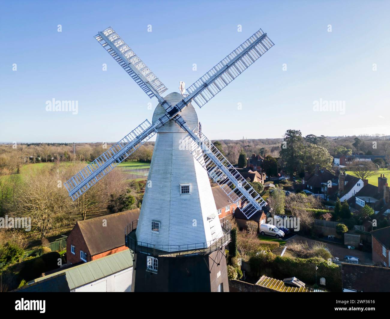 aerial view of the union smock mill is the tallest working smock mill ...