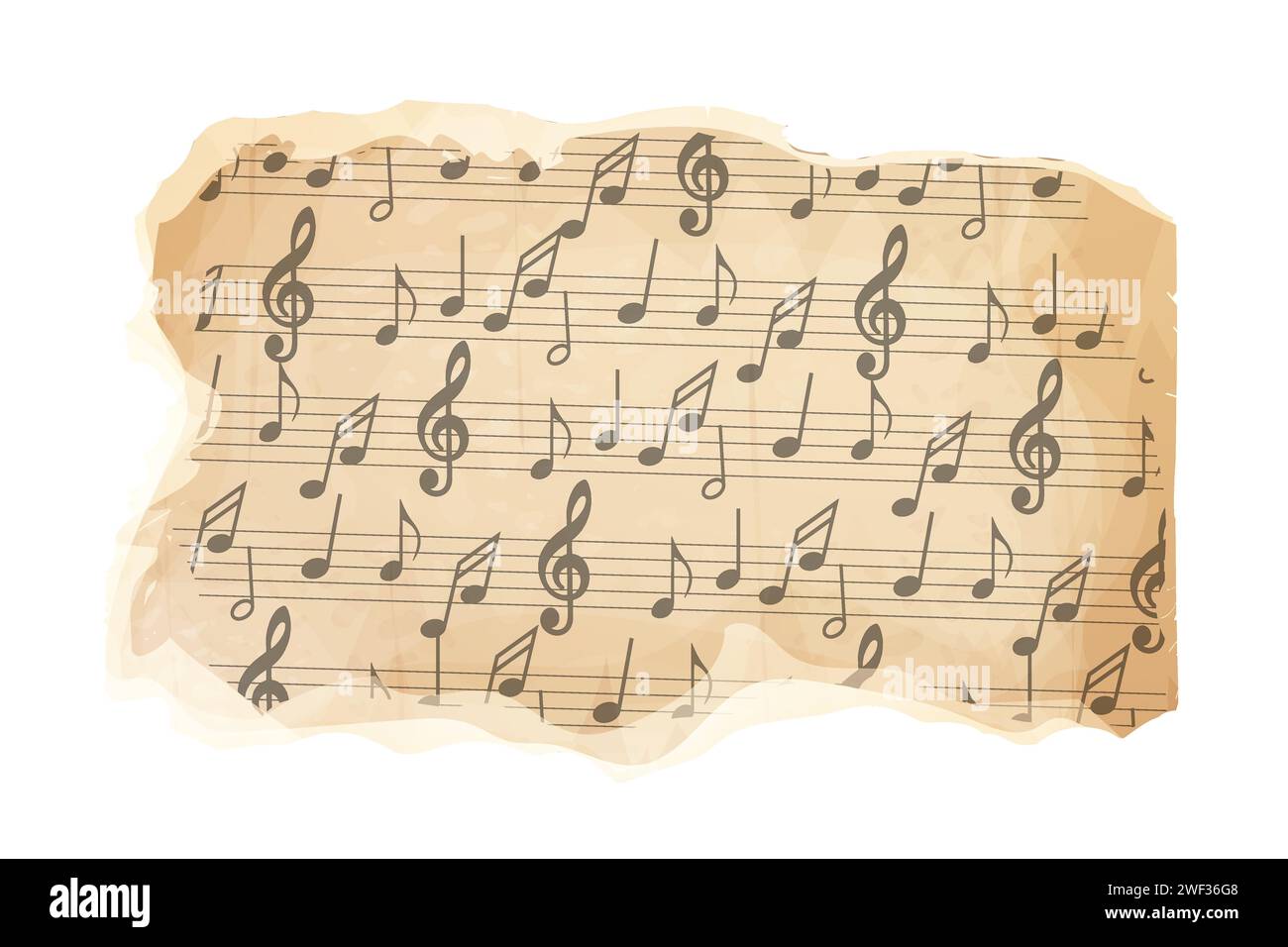 Parchment piece of paper with old music melody, song scrapbook sheet ...
