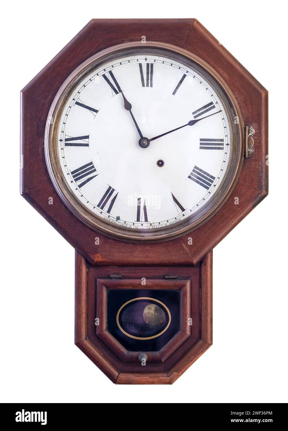 Classic Wooden Drop Dial American Style Wall Clock, Isolated On A White ...
