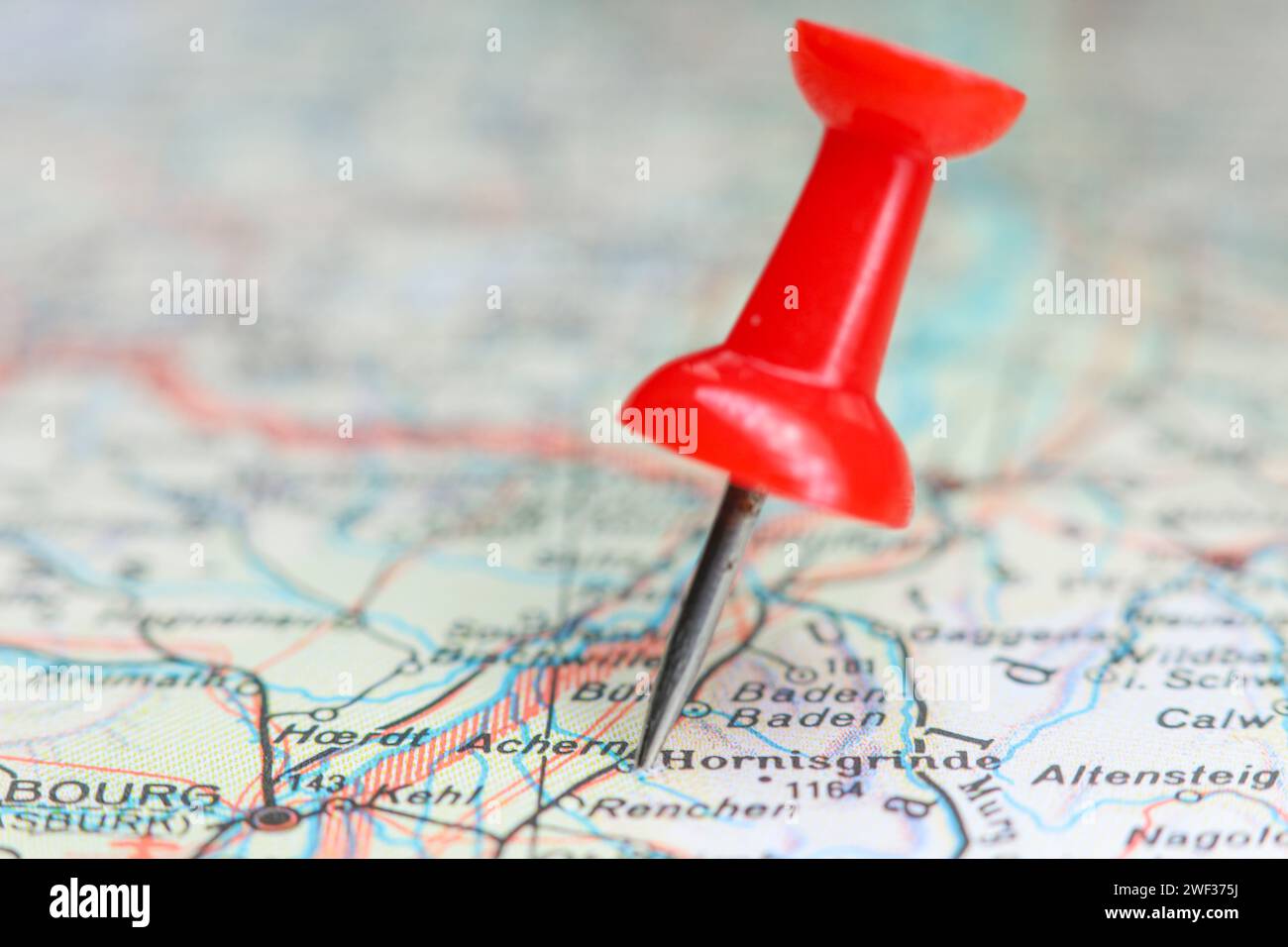 Achern, Germany pin on map Stock Photo - Alamy