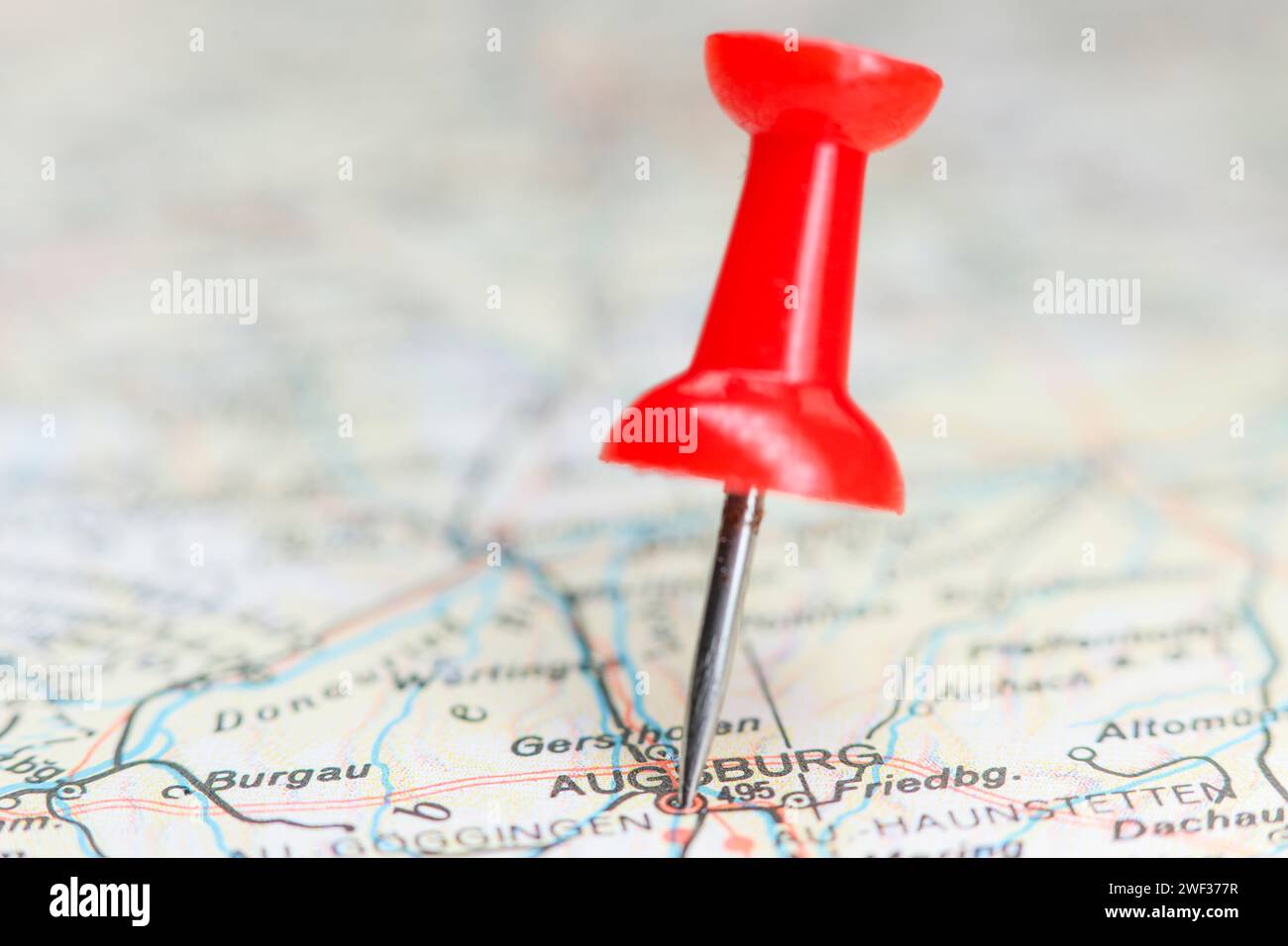 Augsburg, Germany pin on map Stock Photo - Alamy