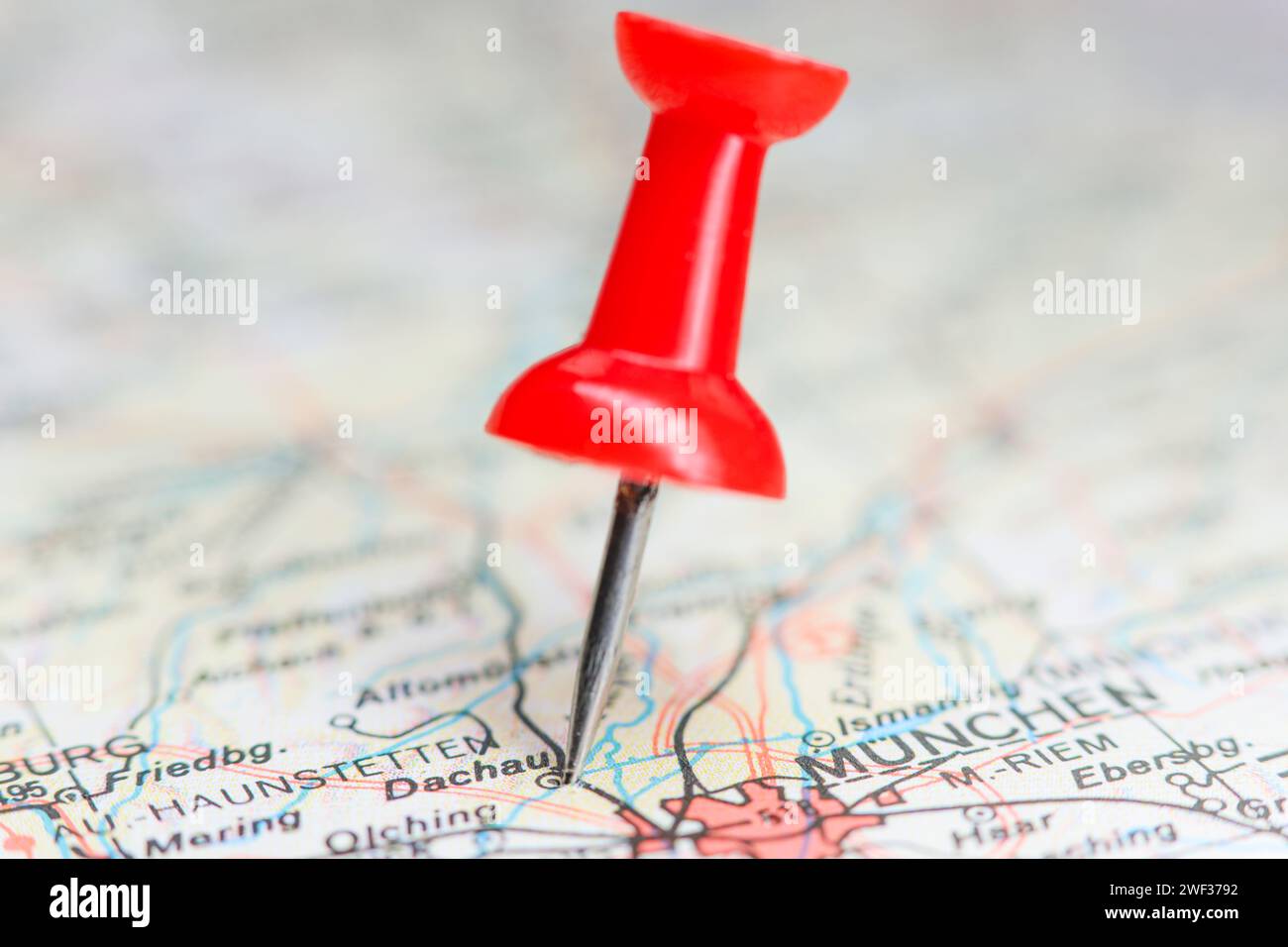 Dachau, Germany pin on map Stock Photo - Alamy
