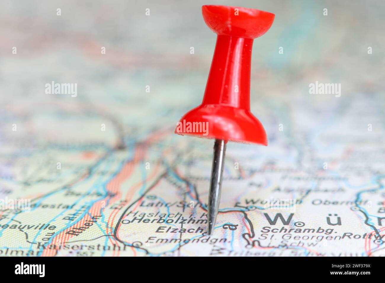 Elzach, Germany pin on map Stock Photo - Alamy