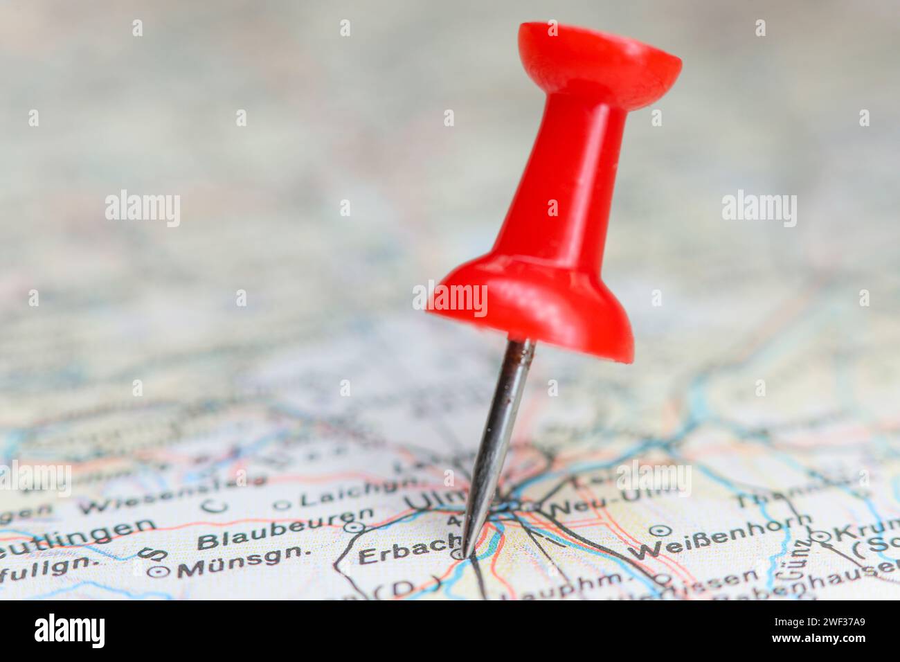 Erbach, Germany pin on map Stock Photo - Alamy