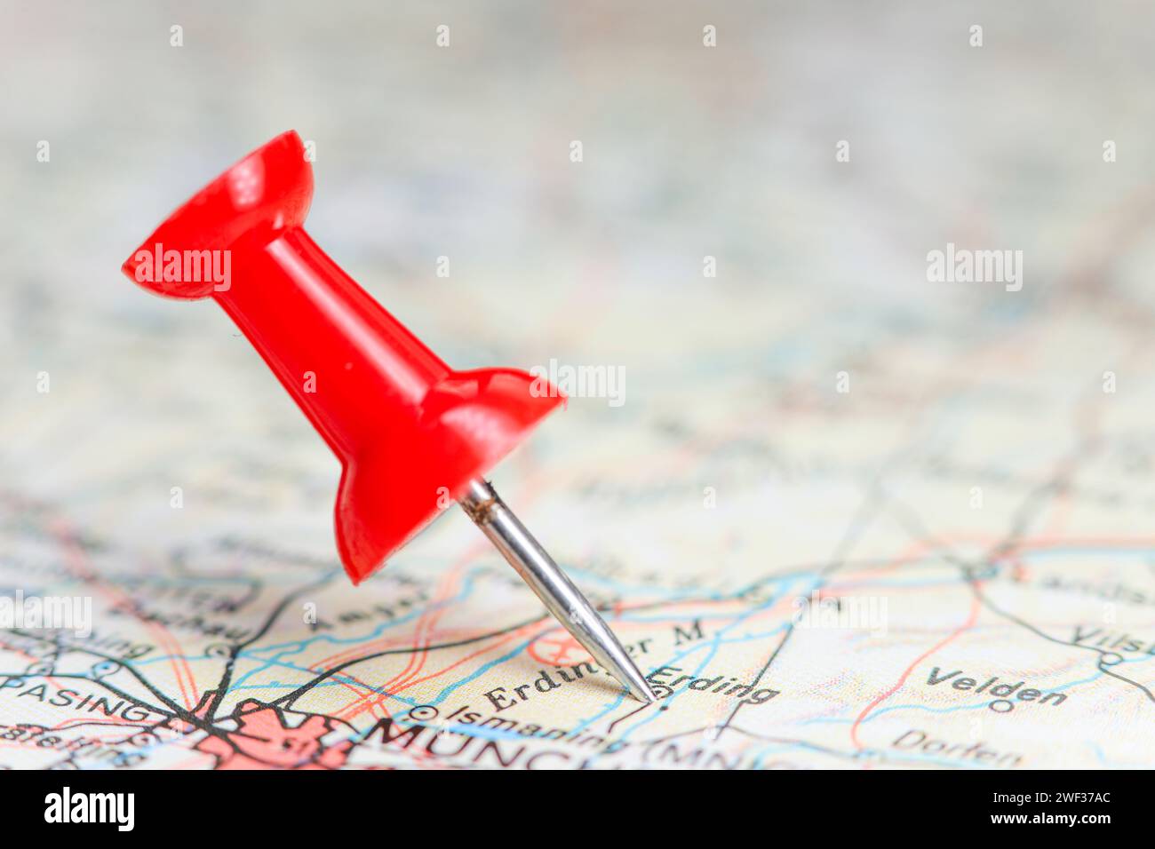 Erding, Germany pin on map Stock Photo - Alamy