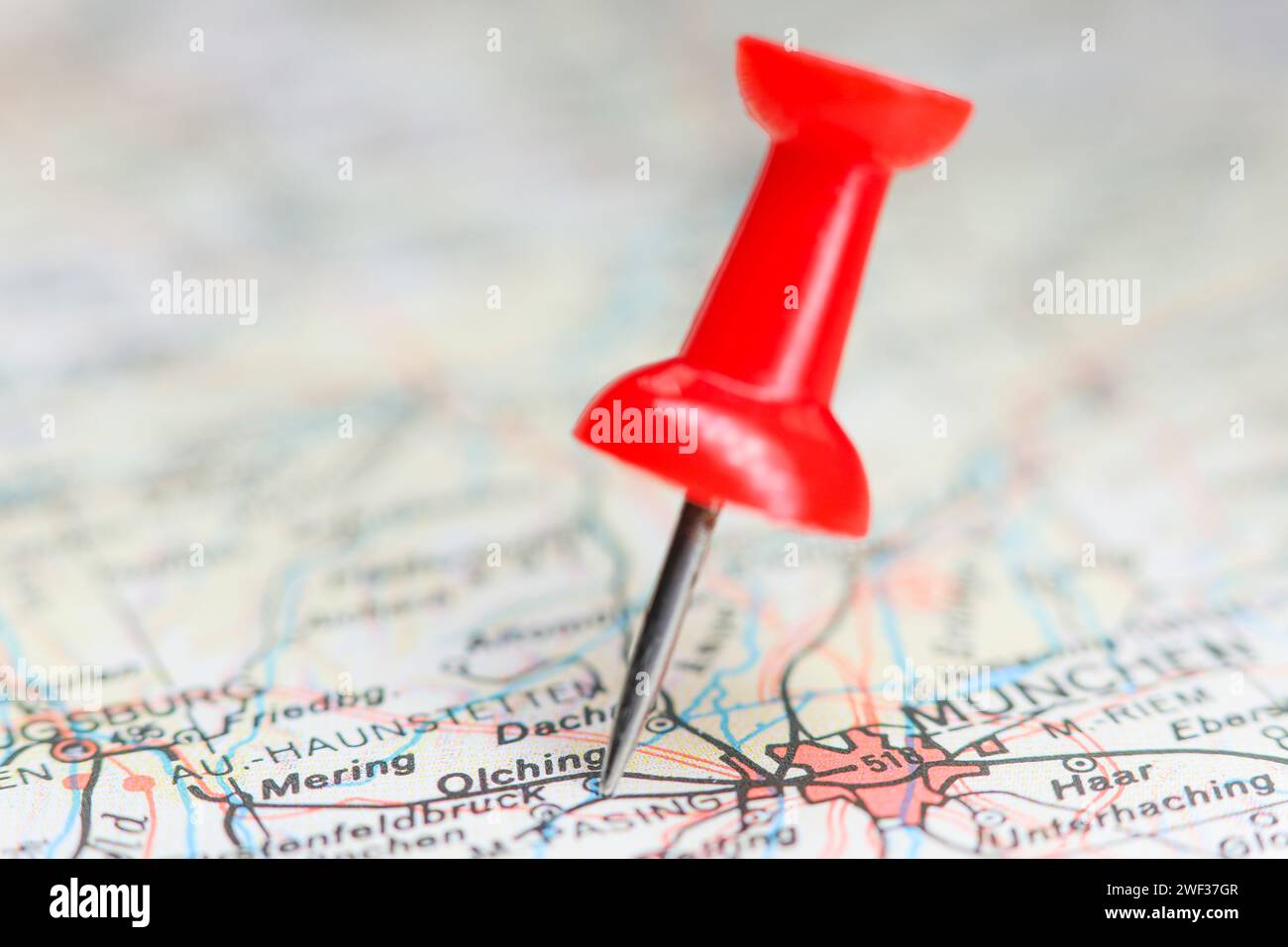 Olching, Germany pin on map Stock Photo - Alamy