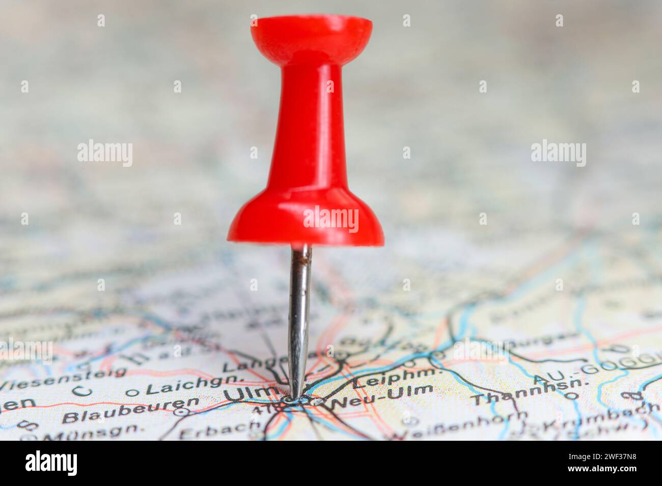 Ulm, Germany pin on map Stock Photo - Alamy