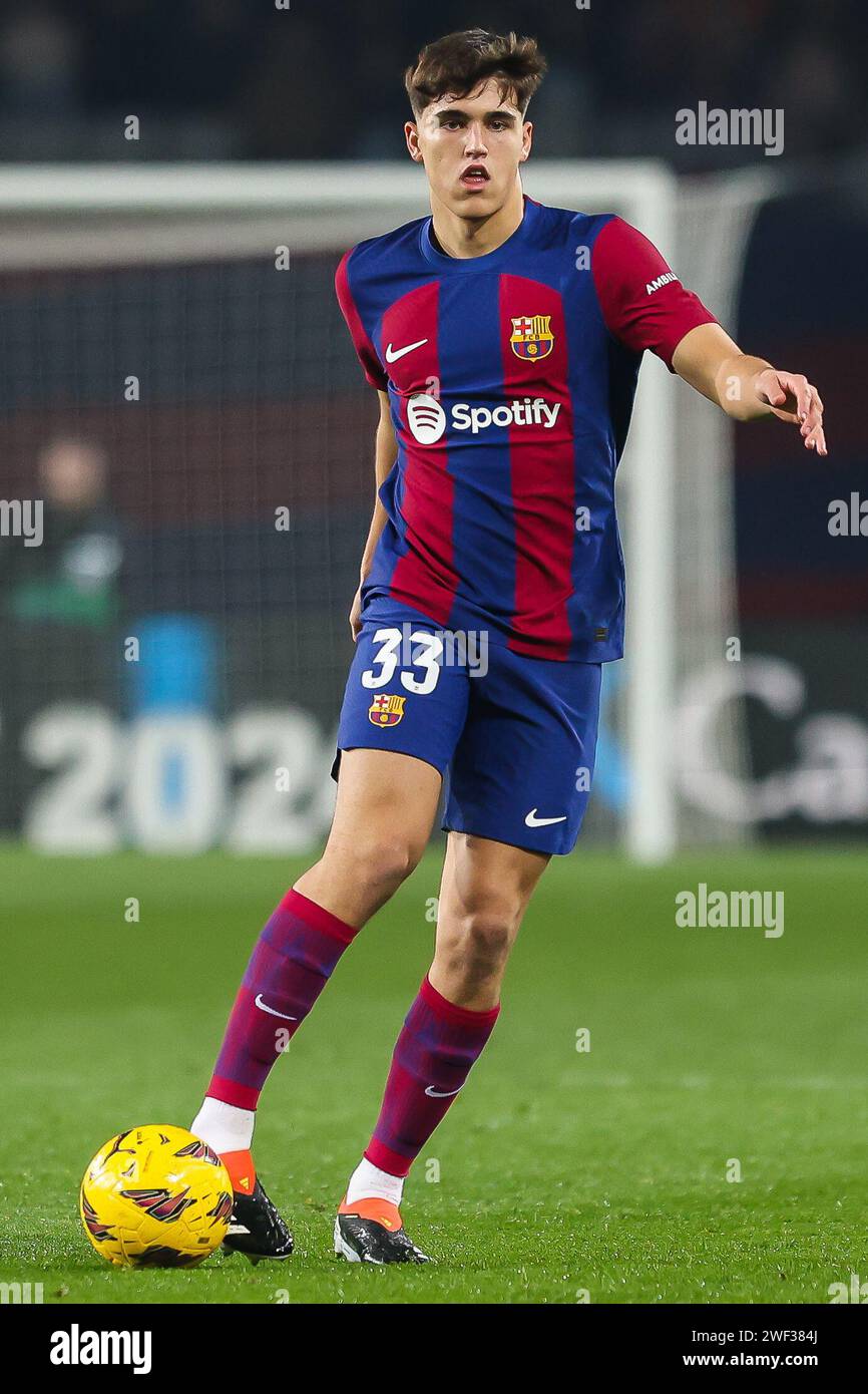 Barcelona, Spain. 27th Jan, 2024. Pau Cubarsi (33) of FC Barcelona seen ...
