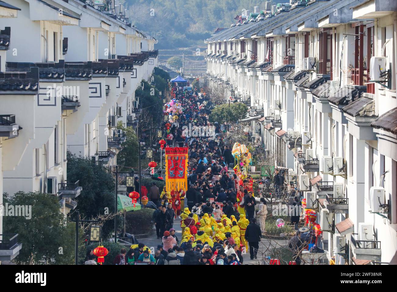 Jiande, China's Zhejiang Province. 28th Jan, 2024. People take part in ...
