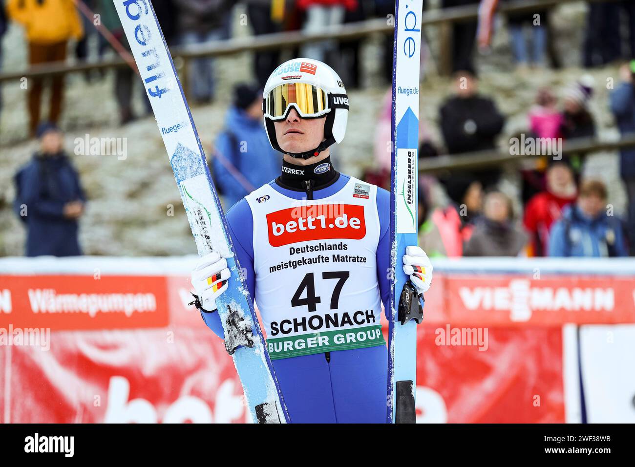Schonach, Deutschland. 28th Jan, 2024. Manuel Faisst #47 beim Schanzenspringen GER, FIS Weltcup ...
