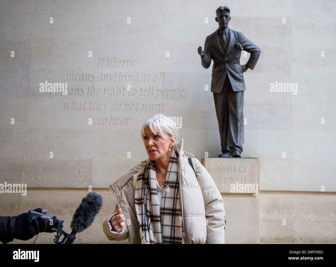 London, UK. 28th Jan, 2024. Nadine Dorries, at the BBC for Sunday with ...