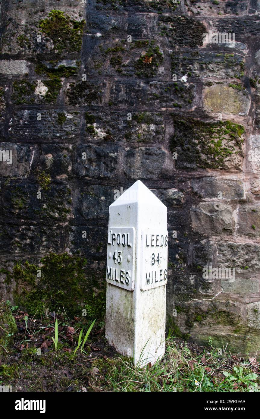 Around the UK - Historic Mile Post on the Leeds to Liverpool Canal ...