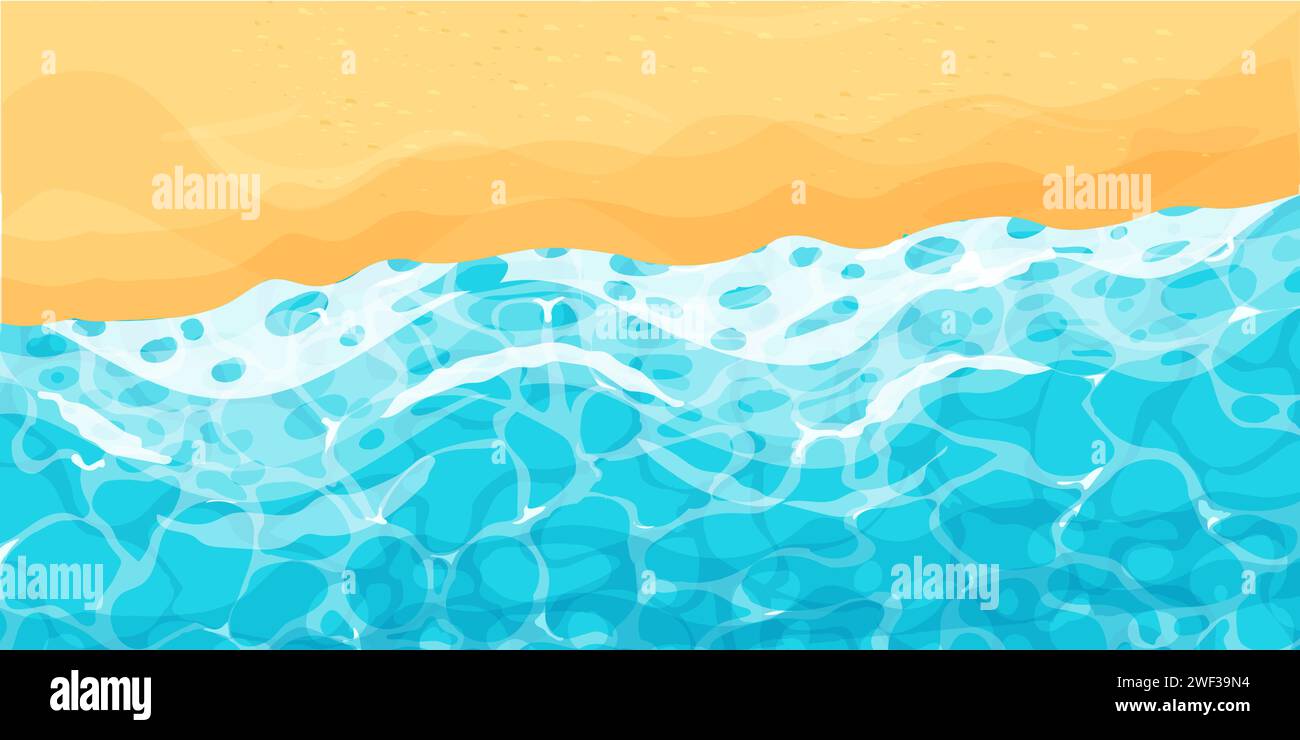 Beach with sand water ripple surface with sunlight reflections in ...