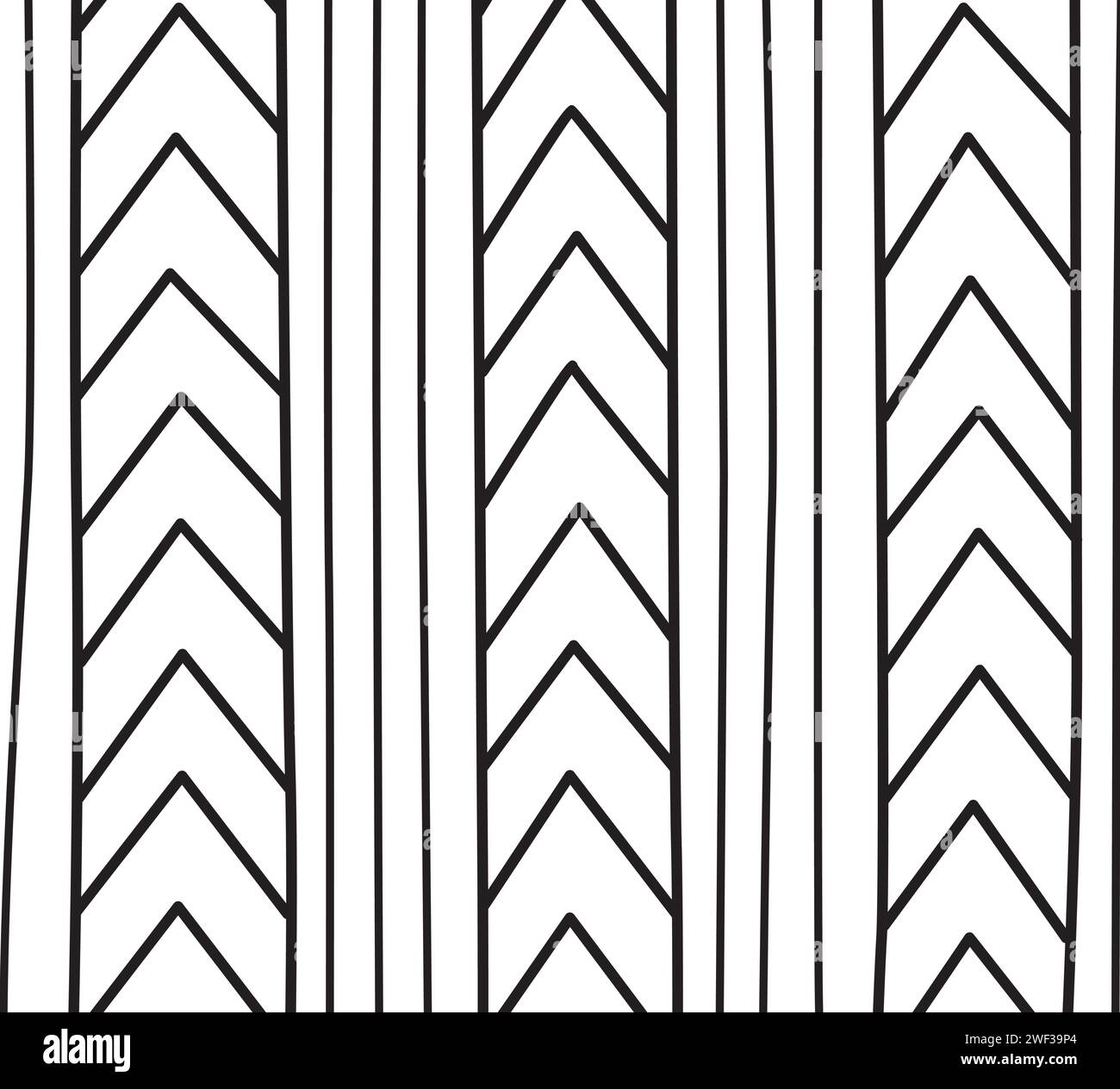 Hand Drawn Doodle Striped Arrows Black And White Pattern Background ...