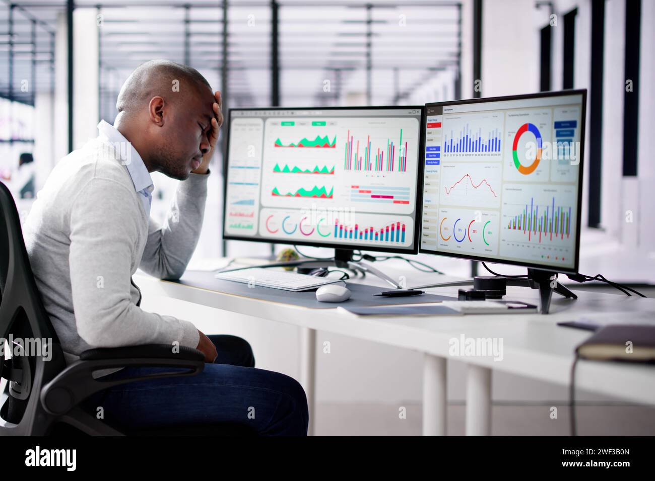 Sad And Shocked KPI Data Analyst Looking At Dashboard Stock Photo - Alamy