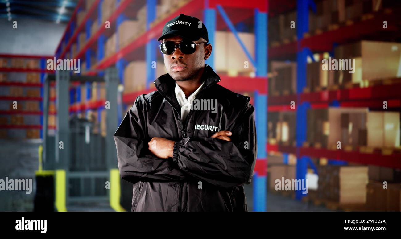 Security Guard Officer In Logistic Business Distribution Warehouse ...