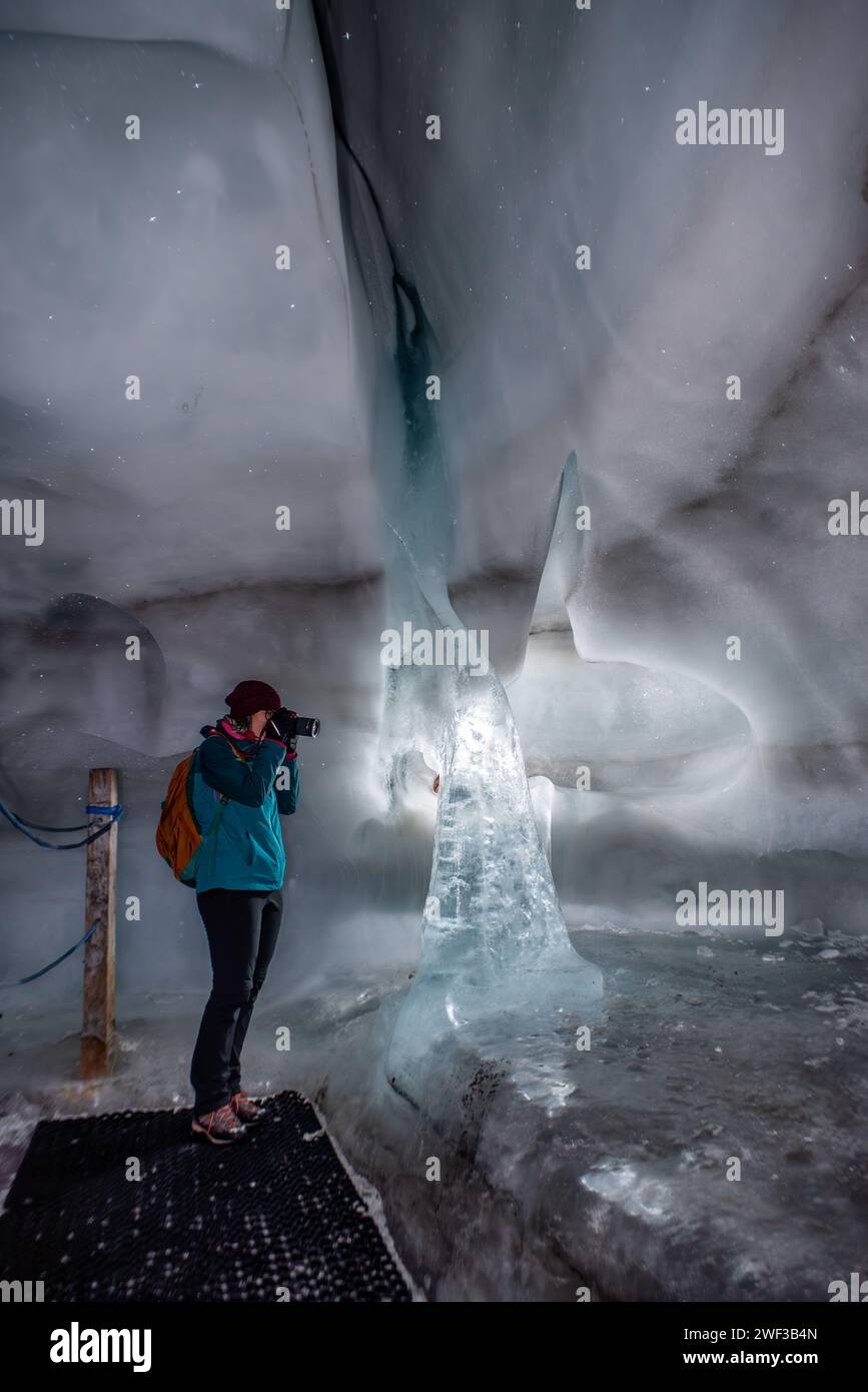 HINTERTUX, AUSTRIA - SEPTEMBER 10, 2023 - Great ice formation in a ...