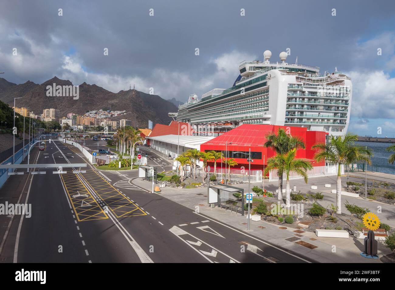 P&O Azura cruise ship docked at the main cruise terminal in Santa Cruz ...