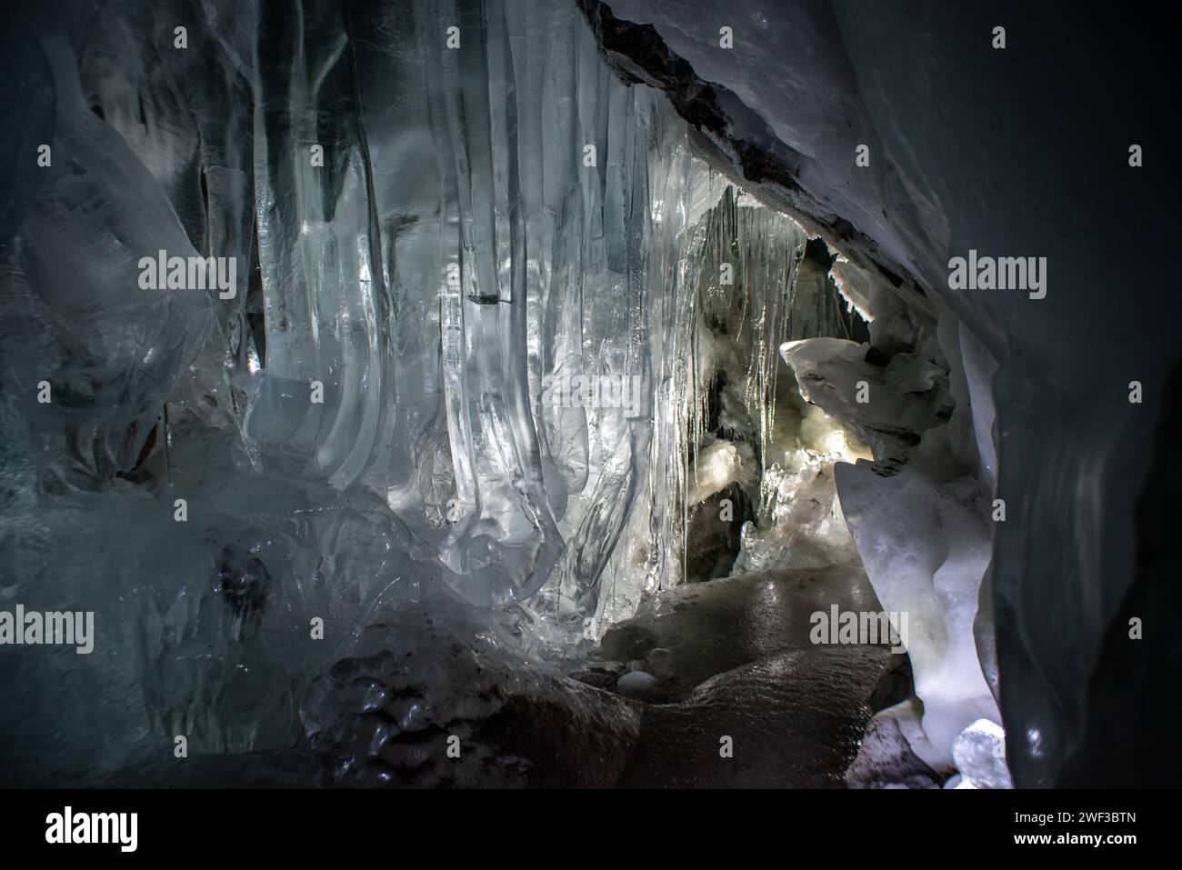 HINTERTUX, AUSTRIA - SEPTEMBER 10, 2023 - Great ice formation in a ...
