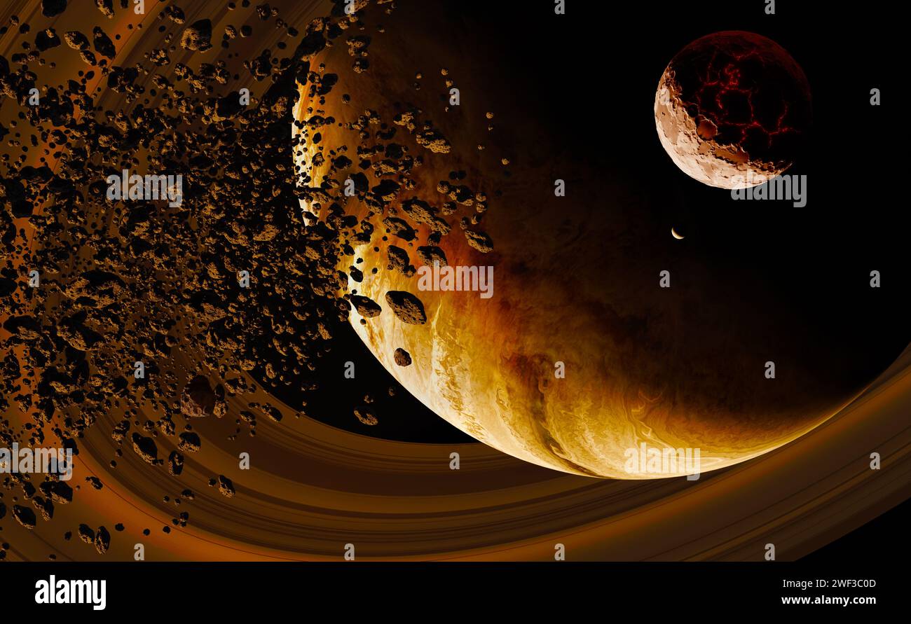 Gas giant planet in deep space, 3d animation Stock Photo - Alamy